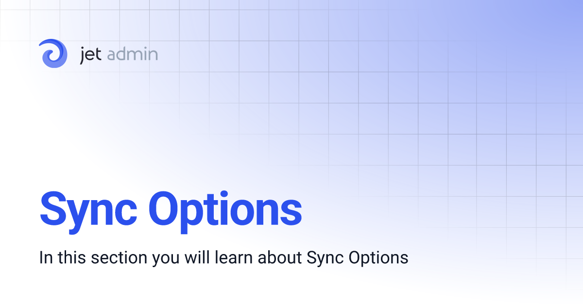 Sync Options | User Guide